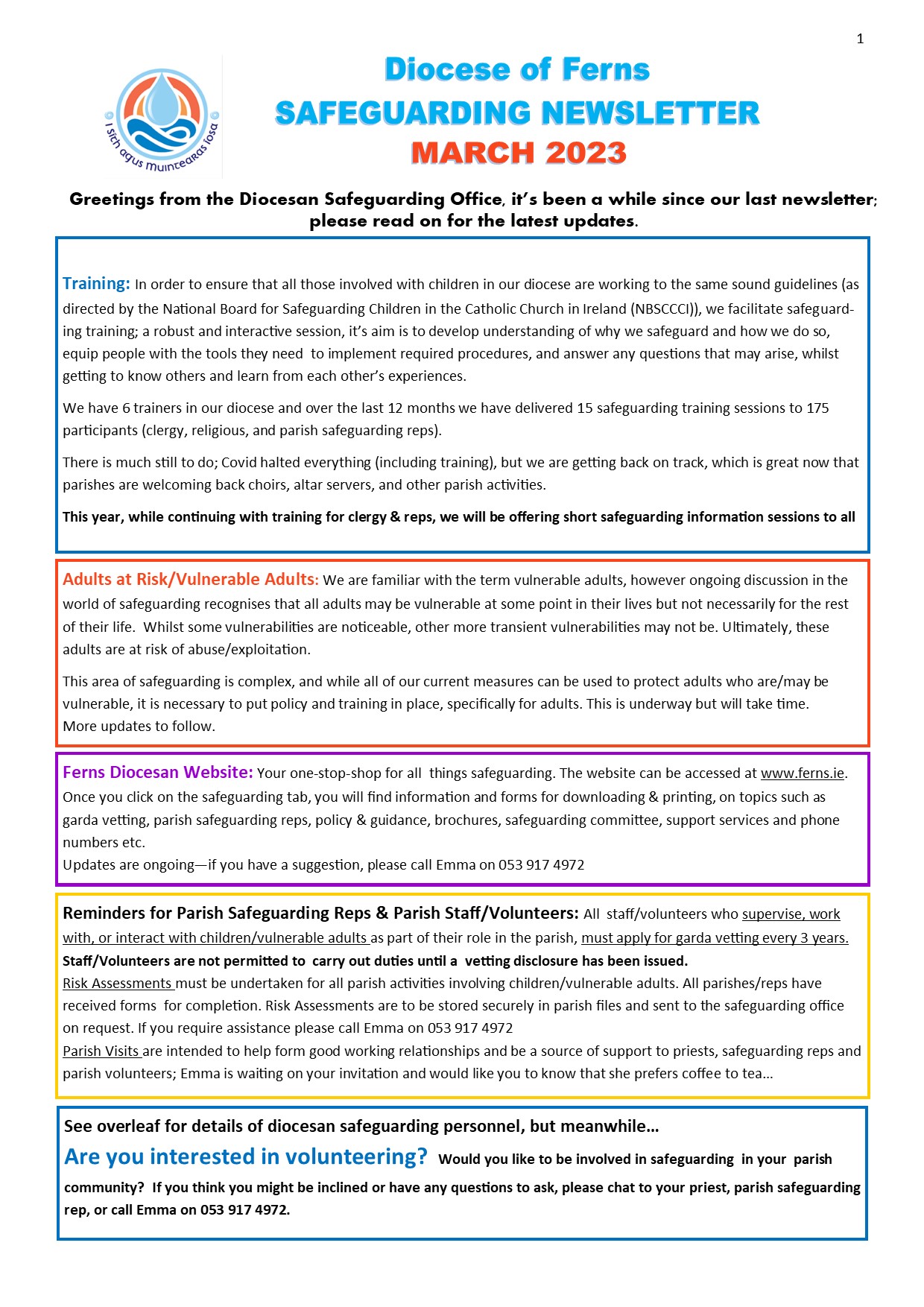 Safeguarding Newsletter – Diocese of Ferns